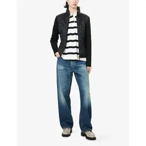 Moncler Hybrid Logo-badge Nylon And Cotton-knit Cardigan - Black