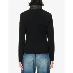 Moncler Hybrid Logo-badge Nylon And Cotton-knit Cardigan - Black