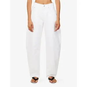 Alaïa Round Curved-leg Cotton Denim Jeans - Blanc
