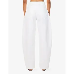 Alaïa Round Curved-leg Cotton Denim Jeans - Blanc