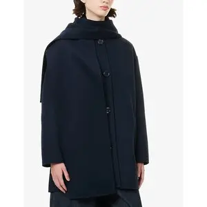 Max Mara Single-breasted Wool Coat With Detachable Scarf