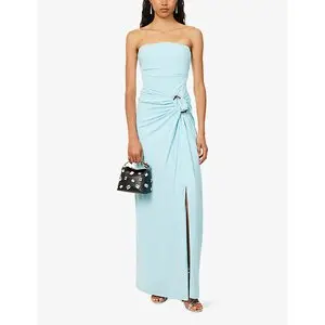 Simkhai Emma Gathered Bustier Jersey Maxi Gown - Pool