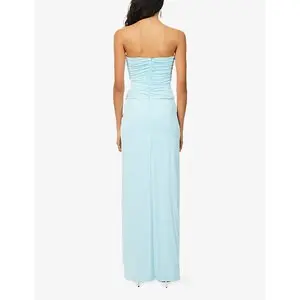 Simkhai Emma Gathered Bustier Jersey Maxi Gown - Pool