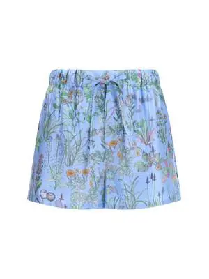 Gucci Printed Silk Twill Shorts - Blue