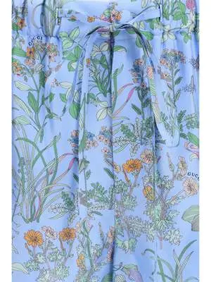 Gucci Printed Silk Twill Shorts - Blue