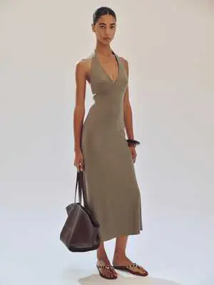 REFORMATION Anaya Knit Midi Dress - Brown
