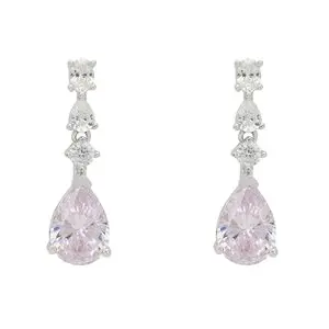 LATELITA Pink / Silver / White Kirsty Drop Earrings Morganite Silver - Pink/silver/white
