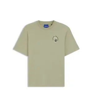 Hugo Cotton-jersey T-shirt With Logo Artwork - Beige