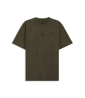 BOSS Cotton T-shirt With 3d-jacquard Pattern - Light Green