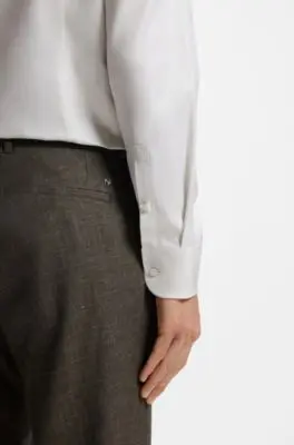 BOSS Slim-fit Shirt In Refined Italian Cotton - Khaki