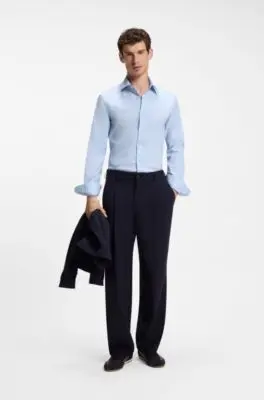 BOSS Slim-fit Shirt In A Thermoregulating Structured Cotton Blend