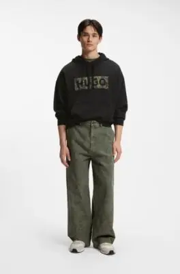 Hugo Cotton-terry Hoodie With Logo Graphic