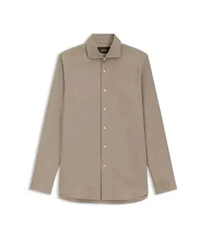 BOSS Regular-fit Shirt In Patterned Italian-made Cotton - Brown