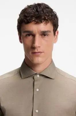 BOSS Regular-fit Shirt In Patterned Italian-made Cotton