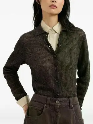 Brunello Cucinelli Sparkling Rib-knit Cardigan - Brown