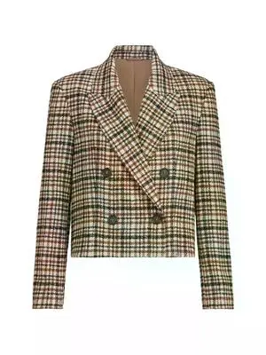 Brunello Cucinelli Checked Wool And Alpaca Comfort Blazer With Monili