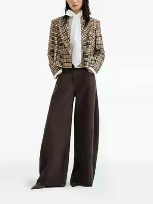 Brunello Cucinelli Checked Wool And Alpaca Comfort Blazer With Monili