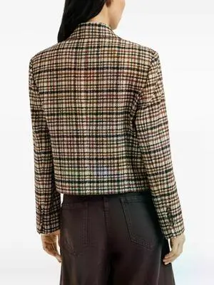 Brunello Cucinelli Checked Wool And Alpaca Comfort Blazer With Monili