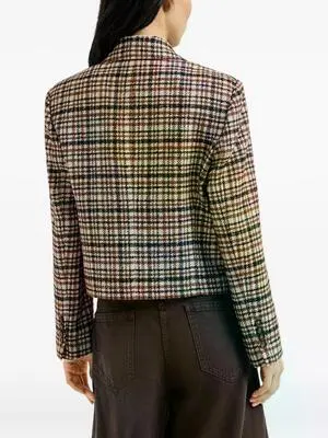 Brunello Cucinelli Checked Wool And Alpaca Comfort Blazer With Monili - Neutrals