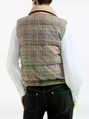 Brunello Cucinelli Reversible Down Vest With Detachable Leather Collar And Monili - Neutrals