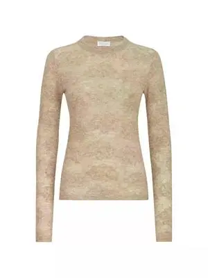 Brunello Cucinelli Silk, Alpaca And Wool Flower-lace Sweater