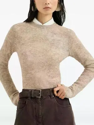Brunello Cucinelli Silk, Alpaca And Wool Flower-lace Sweater