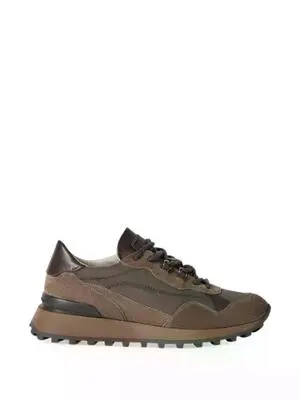 Brunello Cucinelli Suede And Techno Cotton Runners With Shiny Detail Sneakers - Brown