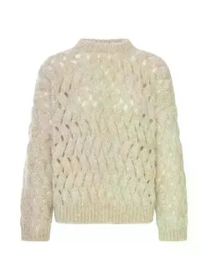 Brunello Cucinelli Dazzling Zigzag-cables Sweater In Mohair And Wool - Neutrals