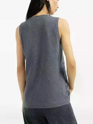 Brunello Cucinelli Cotton Jersey Top With Windowpane Embroidery