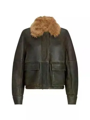 Brunello Cucinelli Shearling Aviator Jacket With Monili