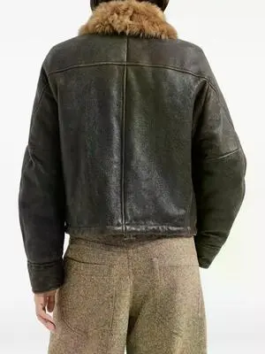 Brunello Cucinelli Shearling Aviator Jacket With Monili