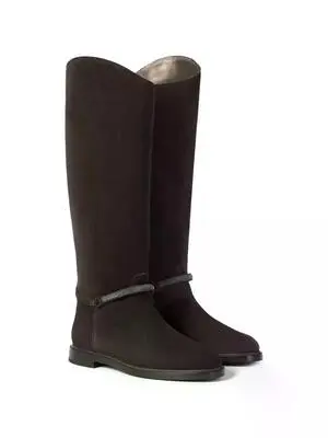 Brunello Cucinelli Suede Boots With Monili Strap
