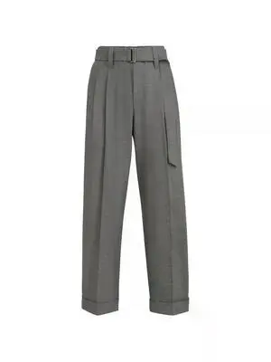 Brunello Cucinelli Tropical Luxury Wool Baggy Sartorial Trousers - Grey