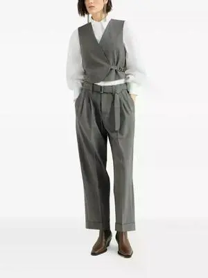 Brunello Cucinelli Tropical Luxury Wool Baggy Sartorial Trousers - Grey
