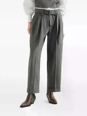 Brunello Cucinelli Tropical Luxury Wool Baggy Sartorial Trousers - Grey