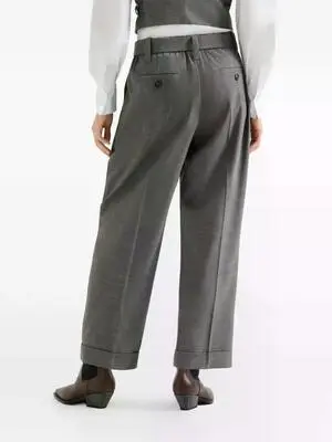 Brunello Cucinelli Tropical Luxury Wool Baggy Sartorial Trousers - Grey