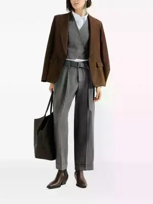 Brunello Cucinelli Tropical Luxury Wool Baggy Sartorial Trousers - Grey