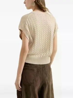 Brunello Cucinelli Sparkling Cotton Cable-knit Sweater