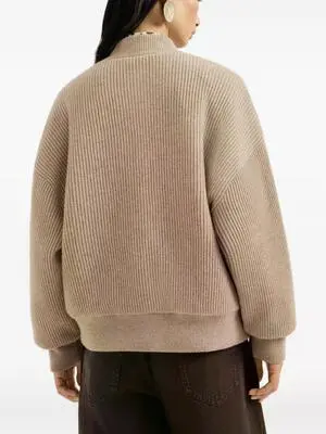 Brunello Cucinelli Cashmere English-rib Knit Bomber Jacket With Thermore® Padding - Neutrals