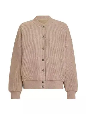 Brunello Cucinelli Brunello Cucinelli Cashmere English-Rib Knit Bomber Jacket With Thermore® Padding Neutrals