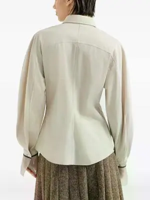 Brunello Cucinelli Stretch Cotton Poplin Shirt With Silk Cuffs