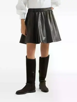 Brunello Cucinelli Polished Nappa-leather Mini Circle Skirt