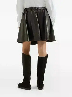 Brunello Cucinelli Polished Nappa-leather Mini Circle Skirt