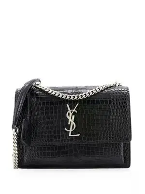 Saint Laurent Medium Sunset Crocodile Embossed Leather Bag