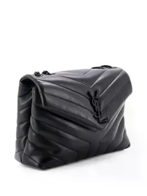 Saint Laurent Small Loulou Matelassé Chevron Leather Shoulder Bag - Black
