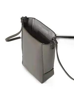 Brunello Cucinelli Bc Duo Phone Holder In Calfskin With Monili - Grey