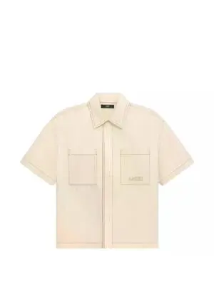 Amiri Logo-embroidered Contrast-stitch Shirt Neutrals
