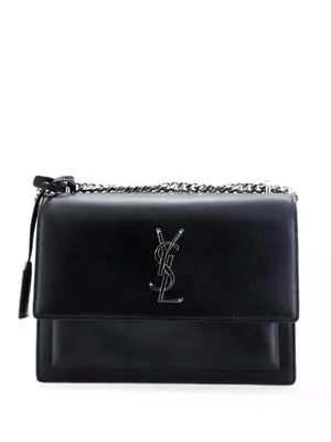 Saint Laurent Sunset Leather Medium Crossbody Bag - Black