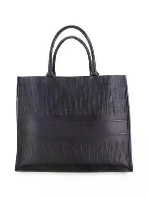 Dior Book Oblique Embossed Calfskin Large Tote Bag - Black