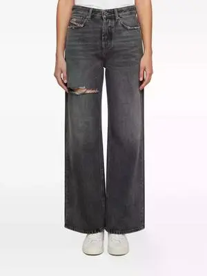 DIESEL® Denim Distressed Wide-leg Jeans